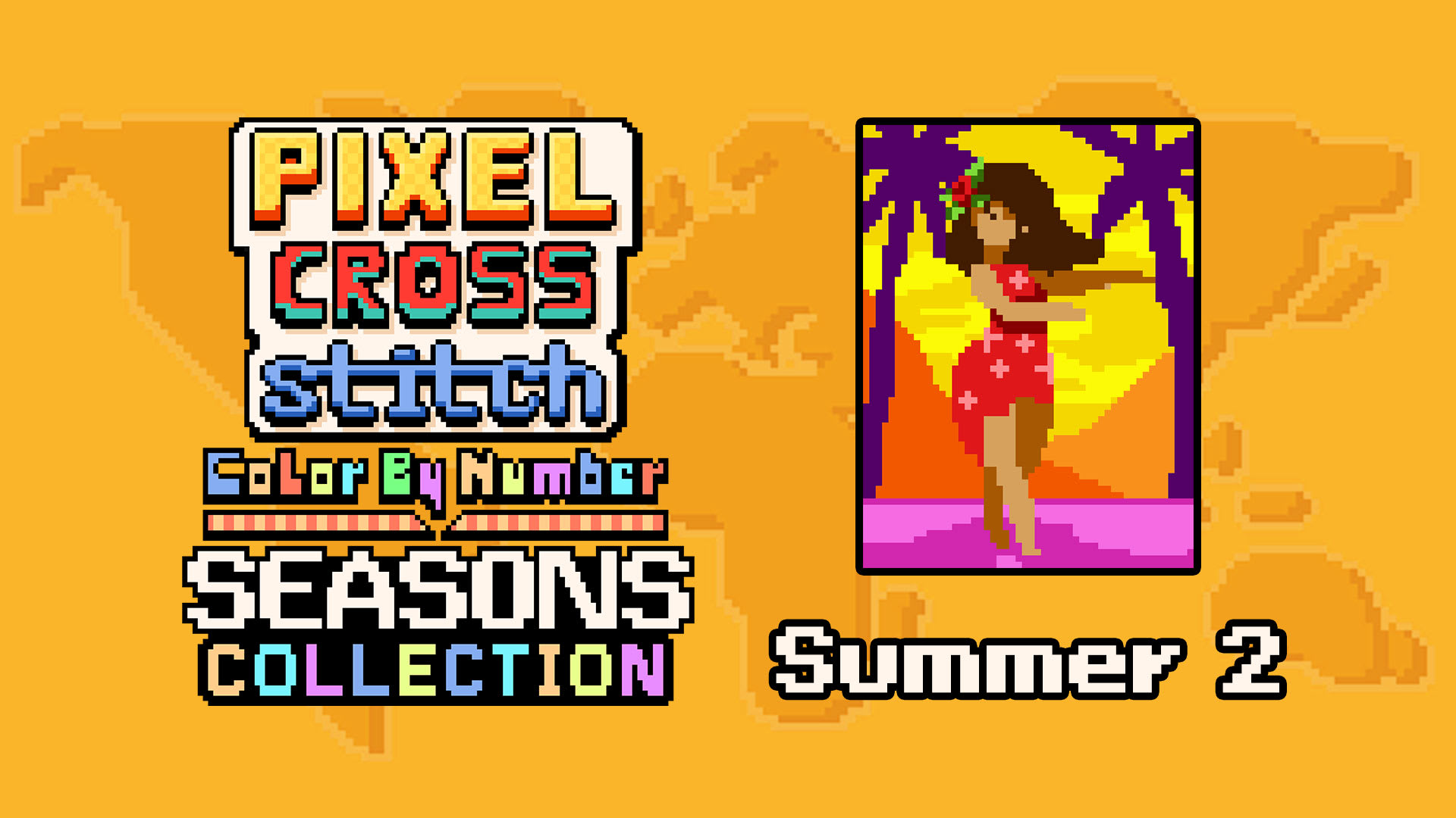 Pixel Cross Stitch Color by Number Seasons Collection - Summer 2 for ...
