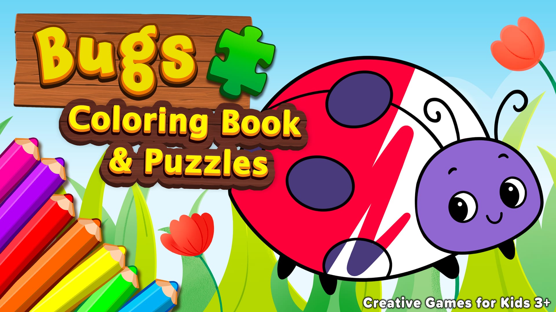Bugs Coloring Book & Puzzles: Creative Games for Kids 3+ for Nintendo ...