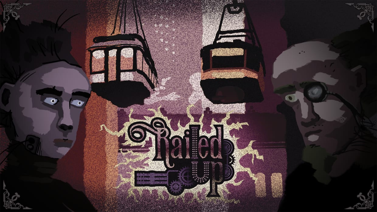 A shooter inside tramways on suspended railways viewed from below, set ...