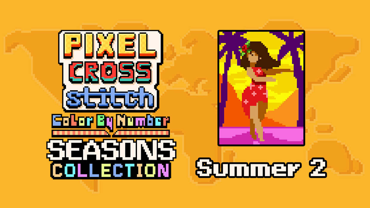Pixel Cross Stitch Color by Number Seasons Collection - Summer 2 for ...