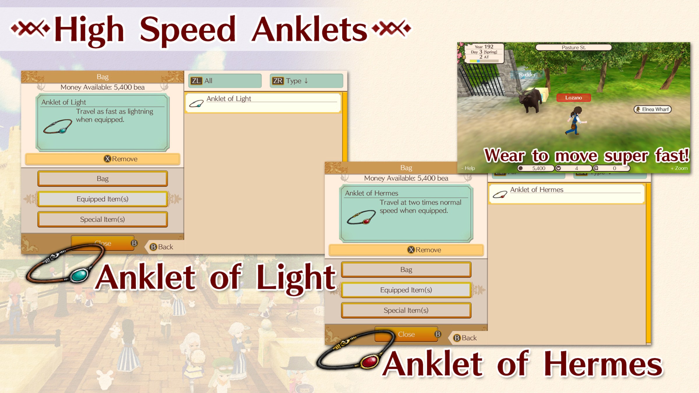 High Speed Anklet Set (Anklet of Light, Anklet of Hermes) pour Nintendo ...