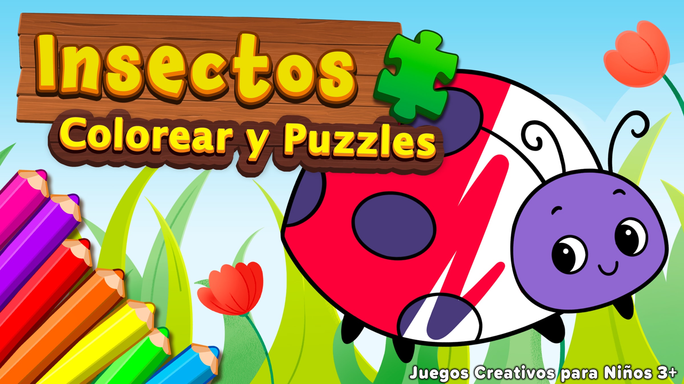 Insectos - Colorear y Puzzles: Juegos Creativos para Niños 3+ para ...