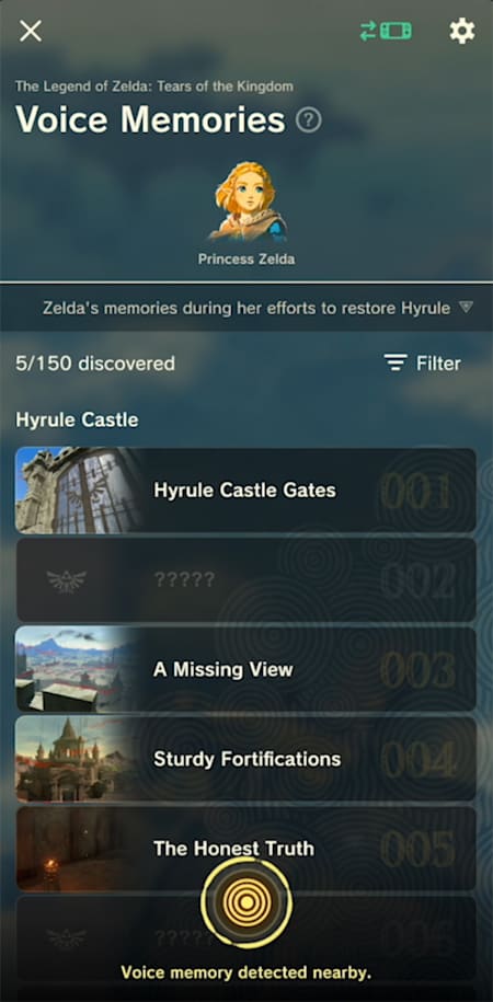 ZELDA NOTES para o aplicativo Nintendo Switch App