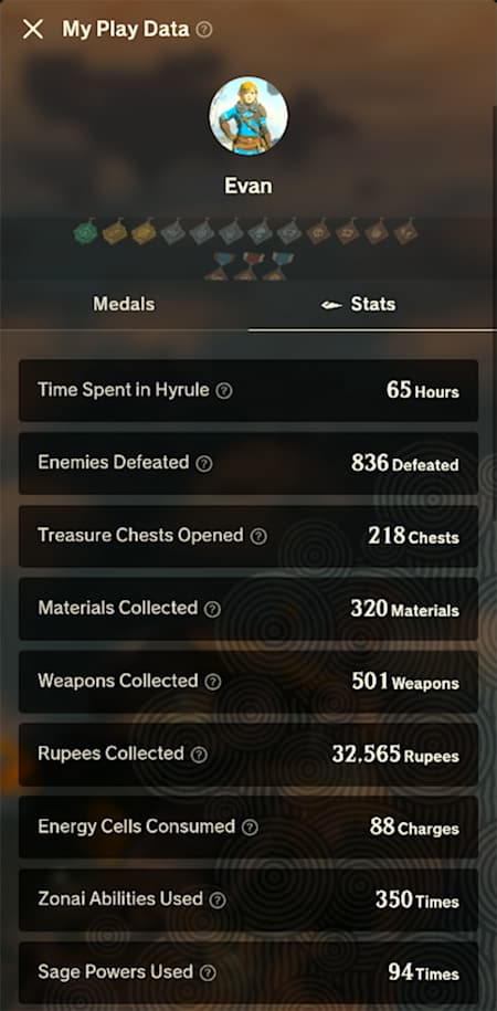 ZELDA NOTES para o aplicativo Nintendo Switch App