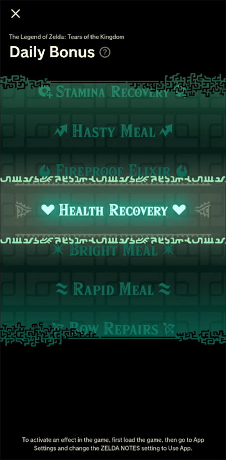 ZELDA NOTES para o aplicativo Nintendo Switch App