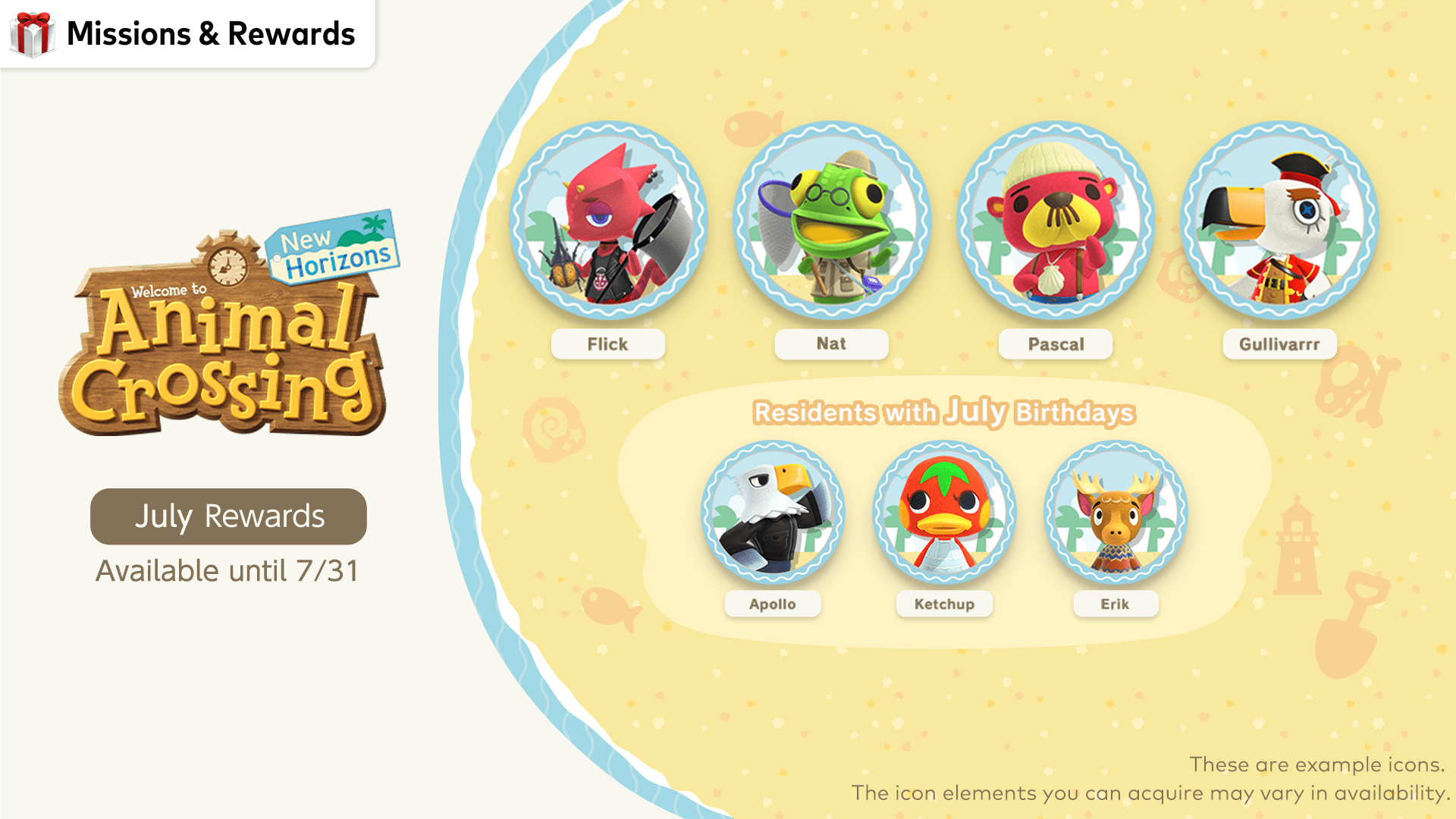 Missions and Rewards: Animal Crossing birthday icons for July - News ...