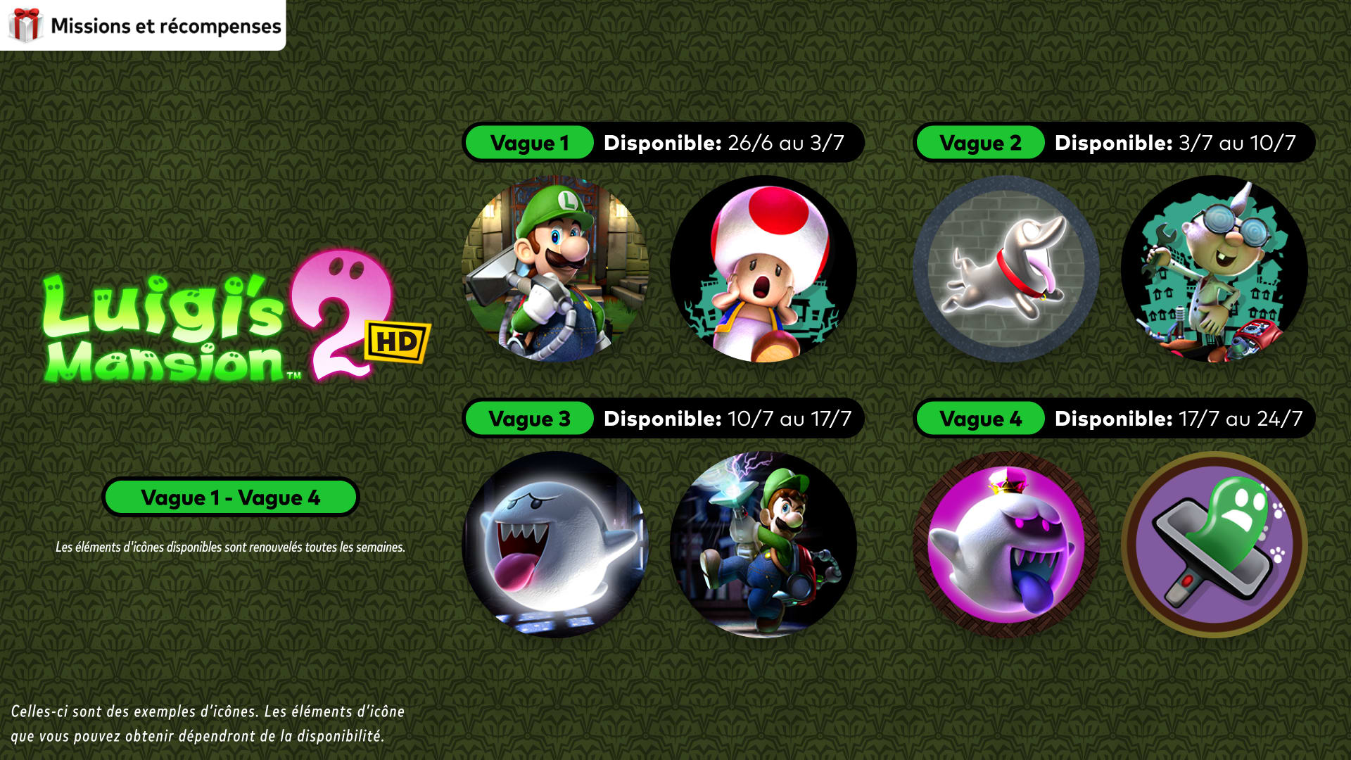 Les icônes inspirées du jeu Luigi's Mansion 2 HD sont là pour une durée ...