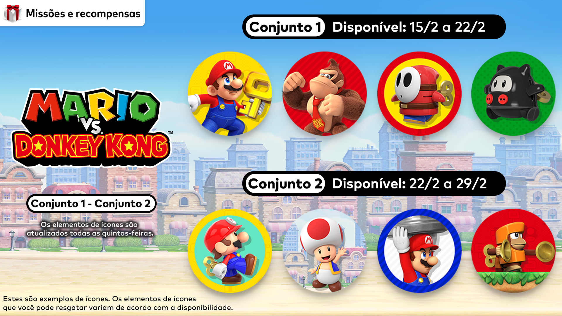Elementos de ícones inspirados no jogo Mario vs. Donkey Kong estão aqui ...