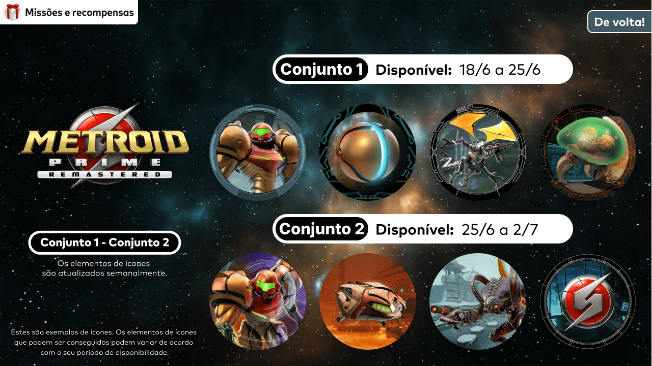 Elementos de ícones inspirados no jogo Metroid Prime Remastered estão ...