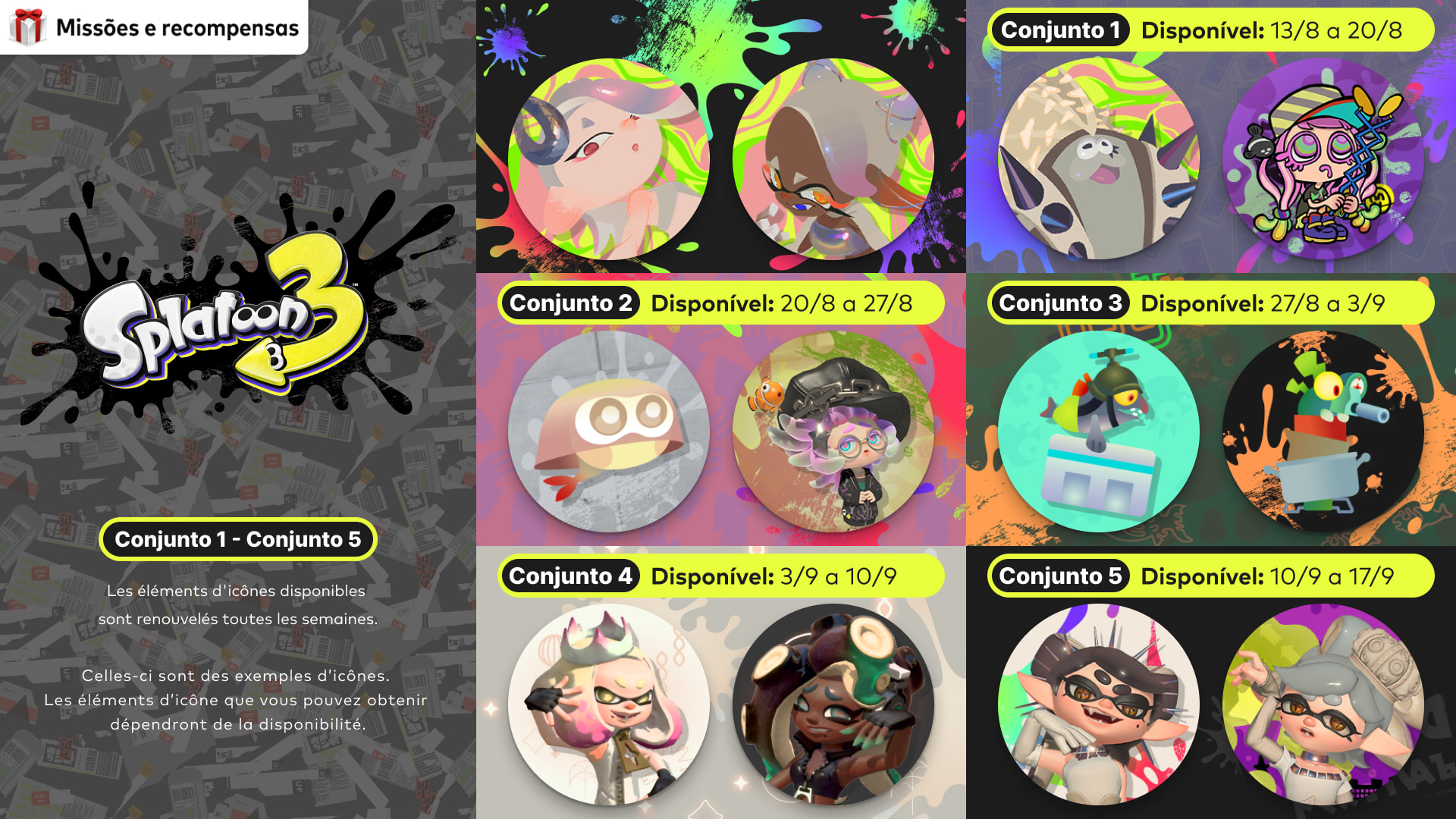 Elementos de ícones inspirados no jogo Splatoon 3 estão aqui por tempo ...