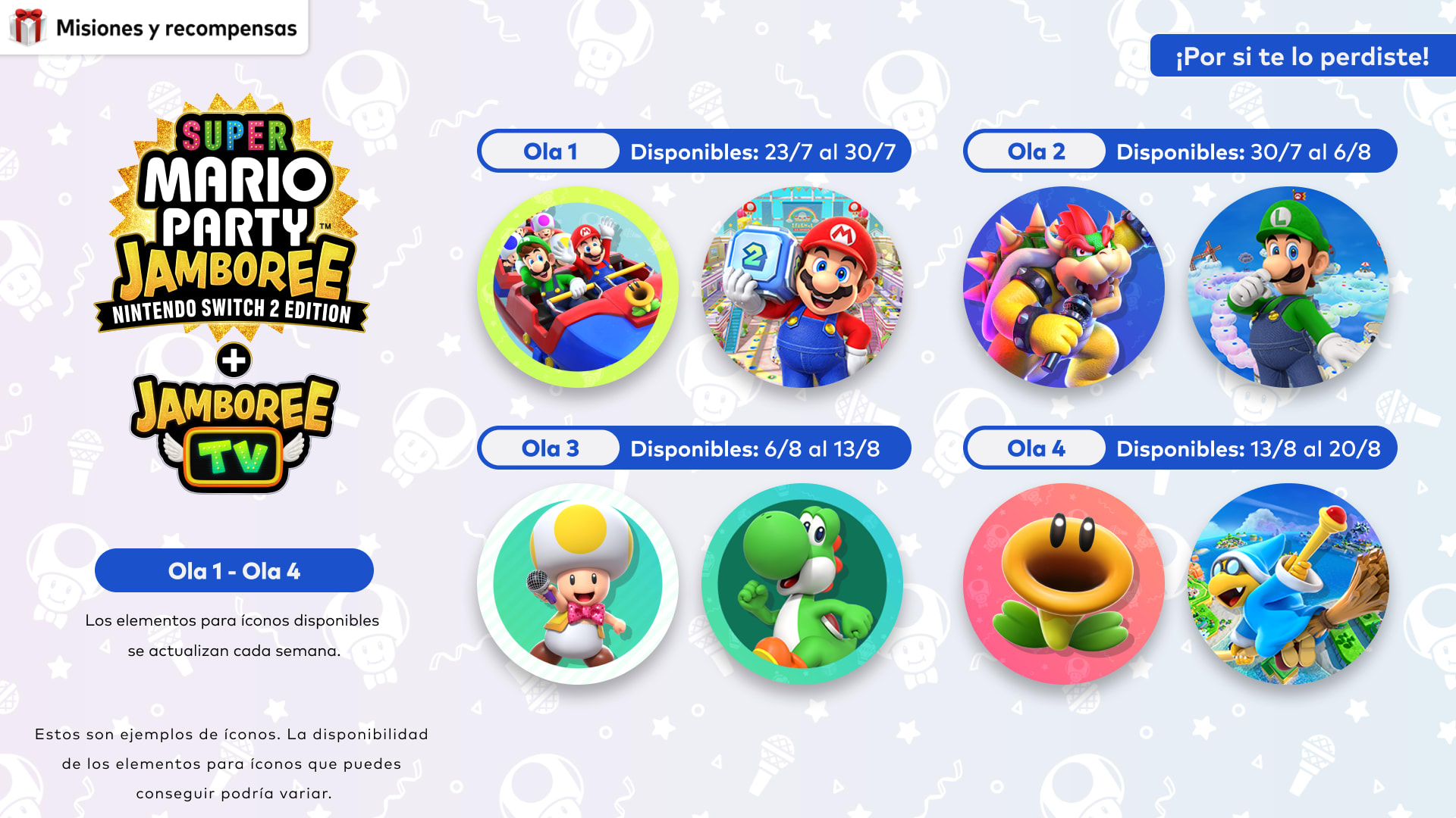 ¡Los elementos icónicos inspirados en el juegos Super Mario Party ...