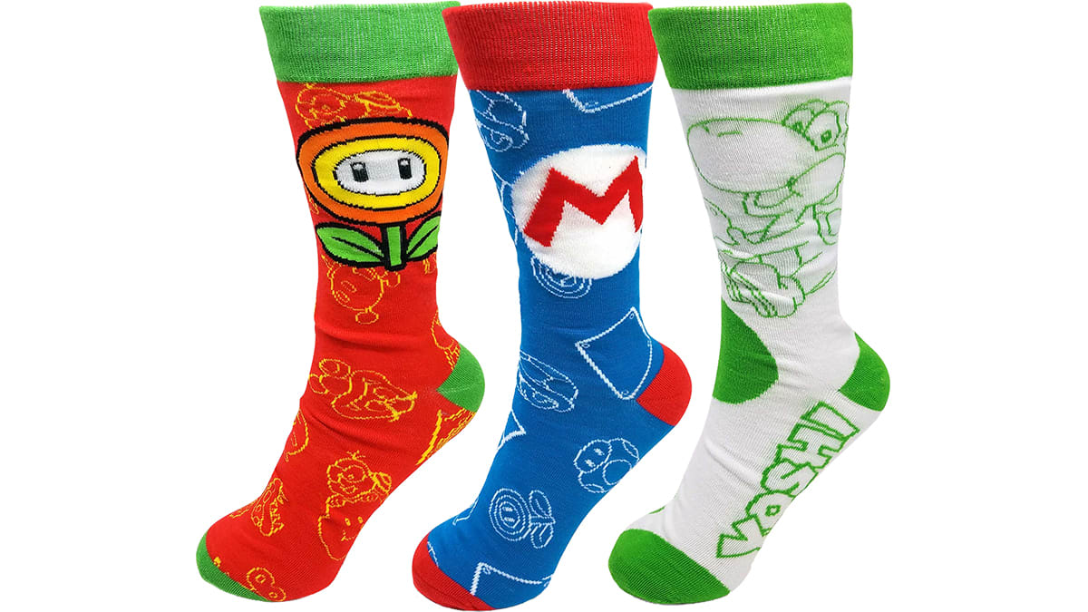 3-Pack Super Mario™ Crew Socks - Merchandise - Nintendo Official Site