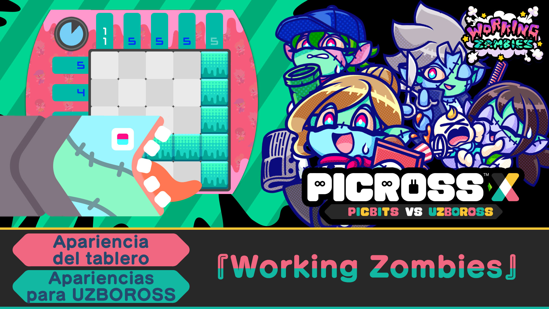 【Board Skin+UZBOROSS Skin】『Working Zombies』 Set para Nintendo Switch ...