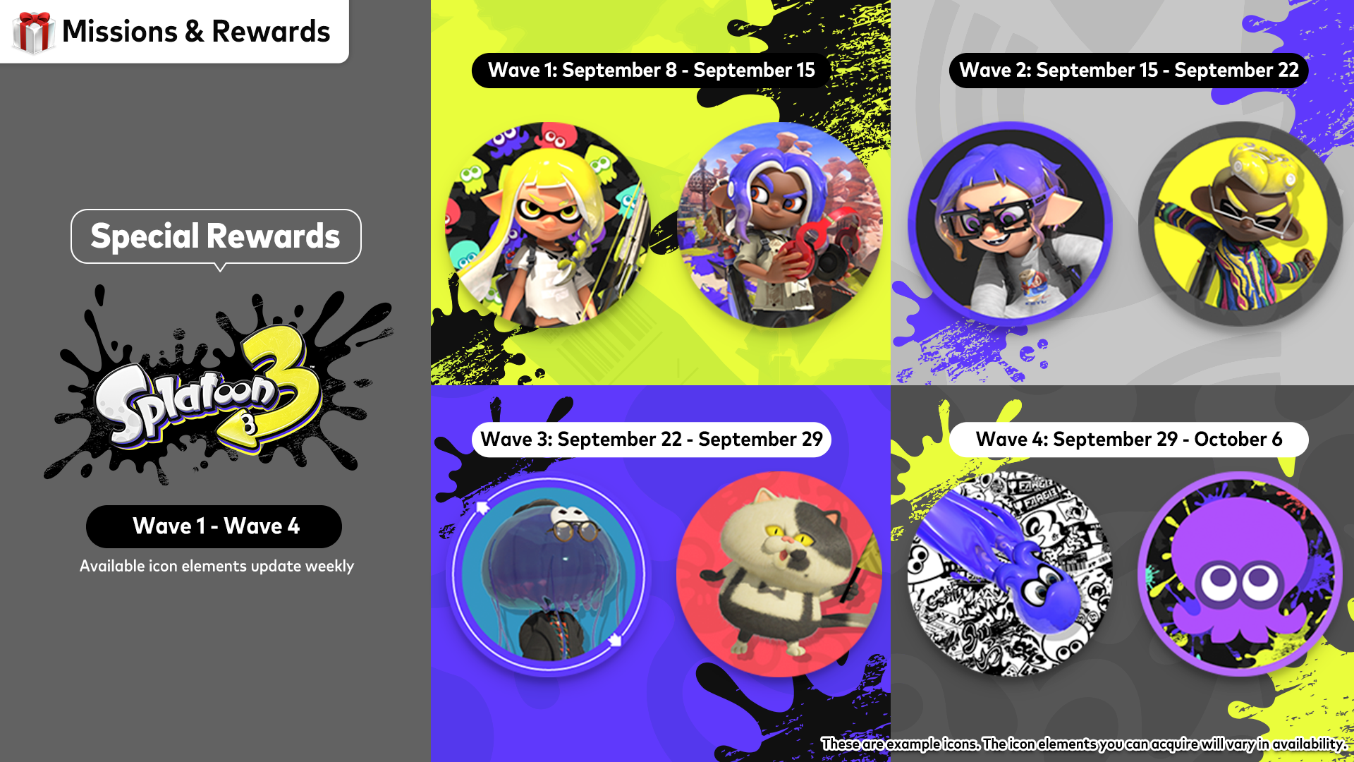 Ink, dive, swim, and splash with icon elements inspired by Splatoon™ 3 ...