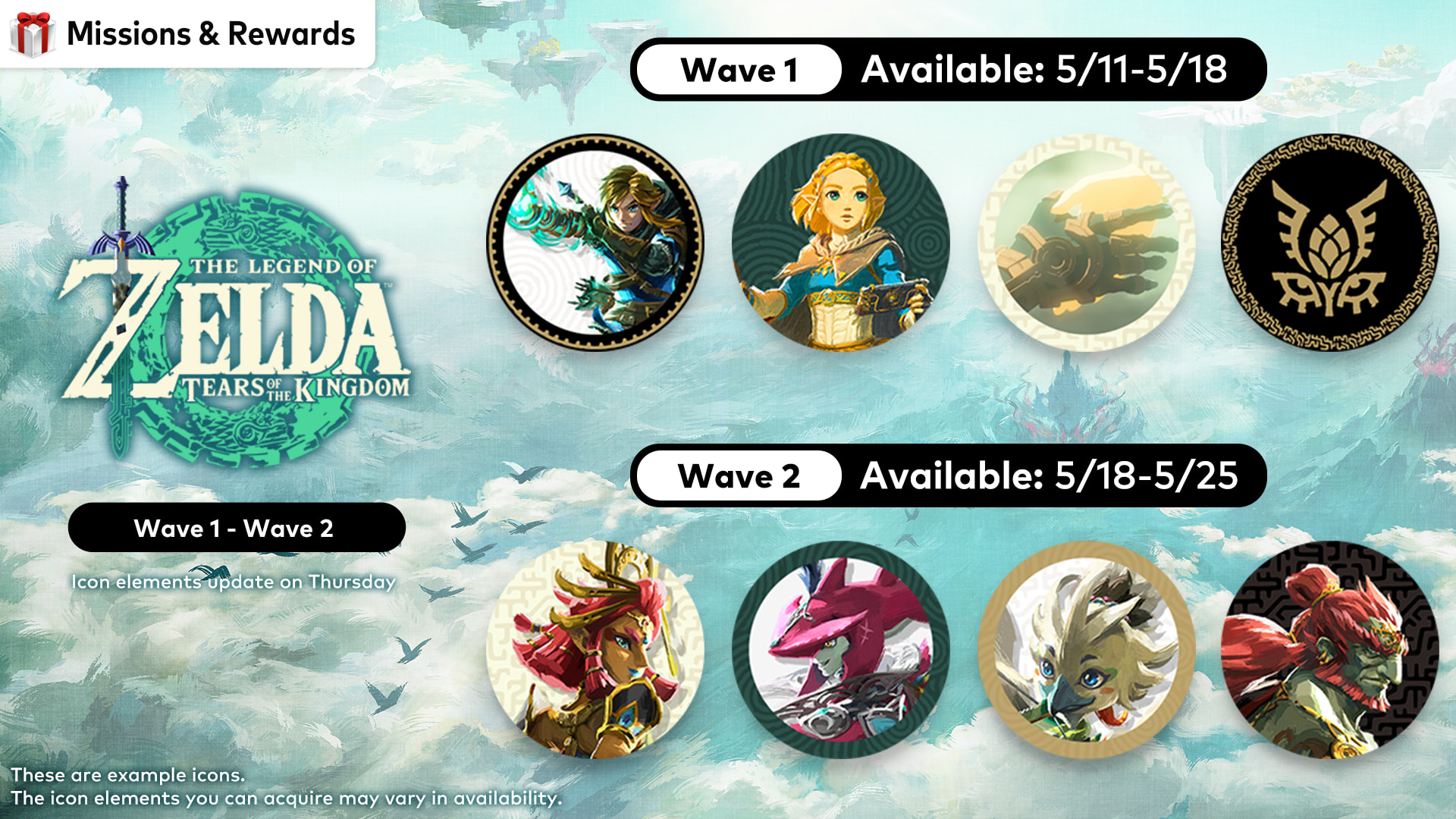 Icon elements inspired by The Legend of Zelda: Tears of the Kingdom ...
